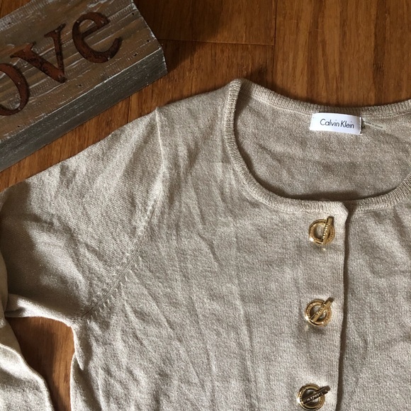 Calvin Klein | Sweaters | Calvin Klein Gold Sparkle Short Cardigan ...
